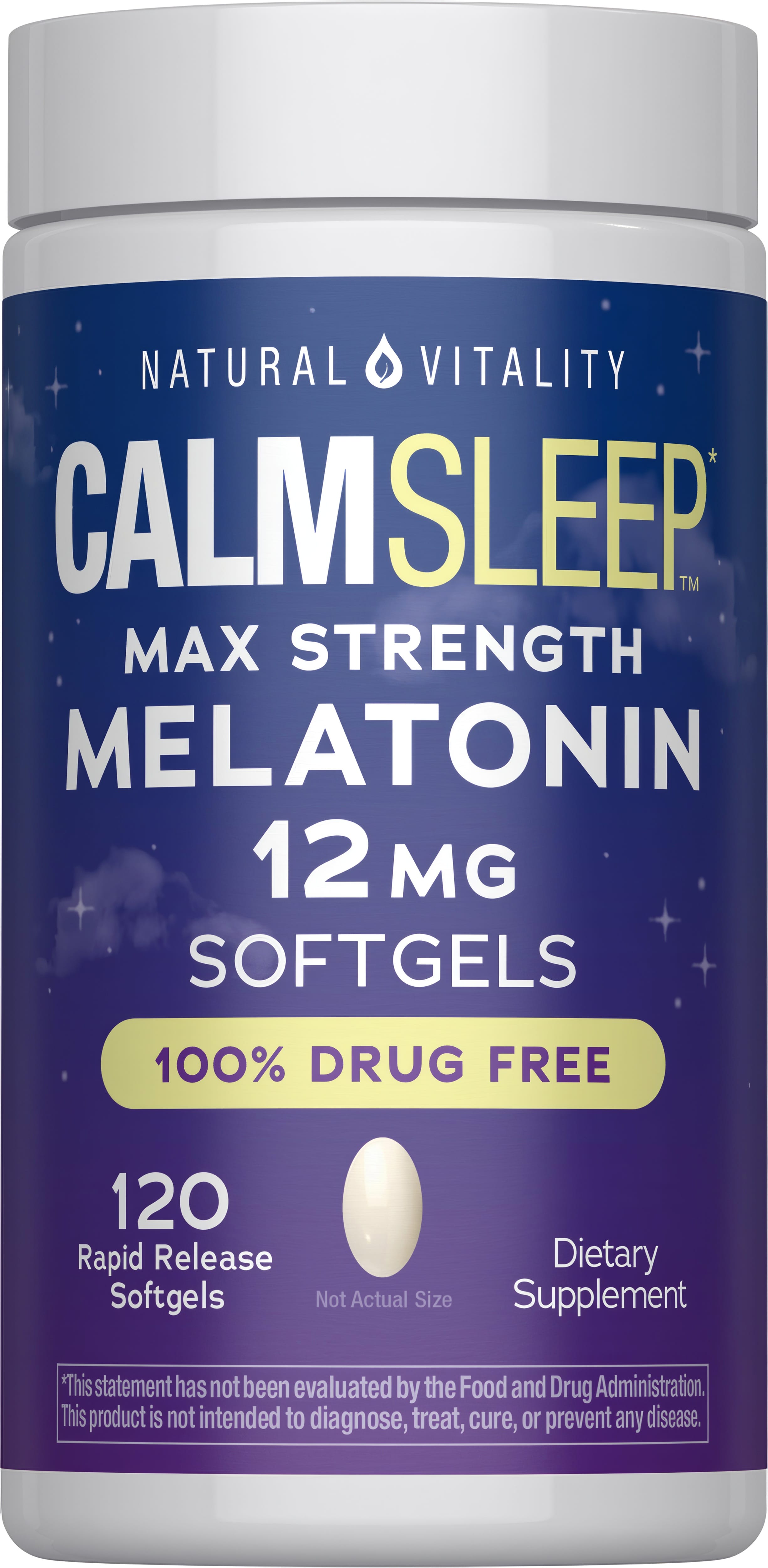 CALM Sleep Melatonin 12 mg Max Strength, 120 Rapid Release Softgels